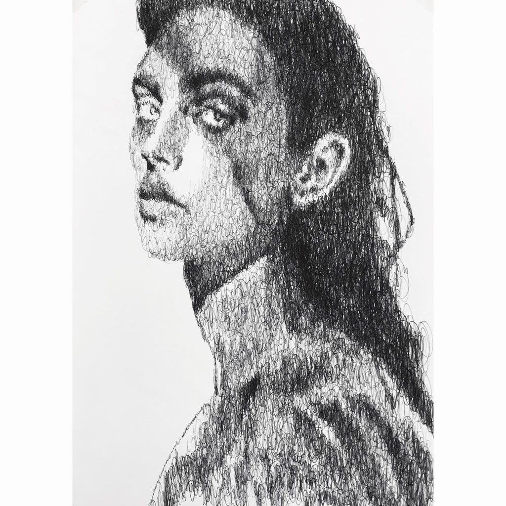 Biro Portrait Drawing #7- Biro on Paper - A3 – tamburlaine.art